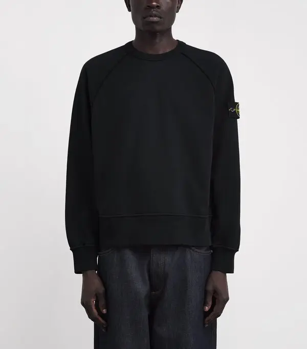 Stone Island Organic Cotton Raglan-sleeve Sweatshirt - Black
