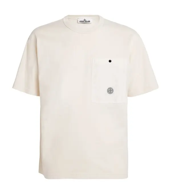 Stone Island Cotton Logo-pocket T-shirt - Ivory
