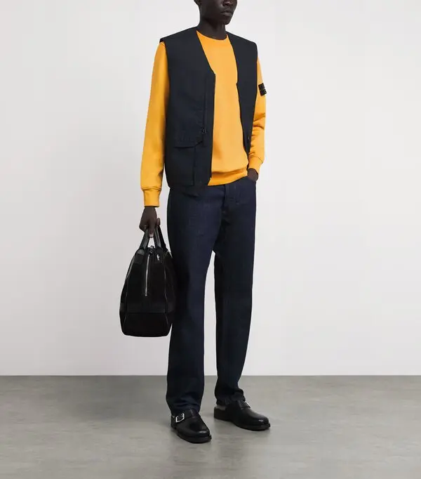 Stone Island Cotton Logo Sweatshirt - Yellow