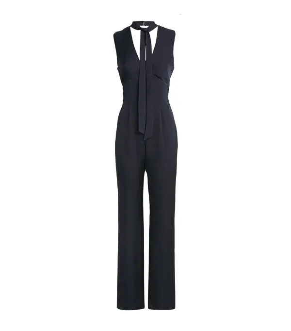 Claudie Pierlot Satin Scarf-neck Jumpsuit - Blue