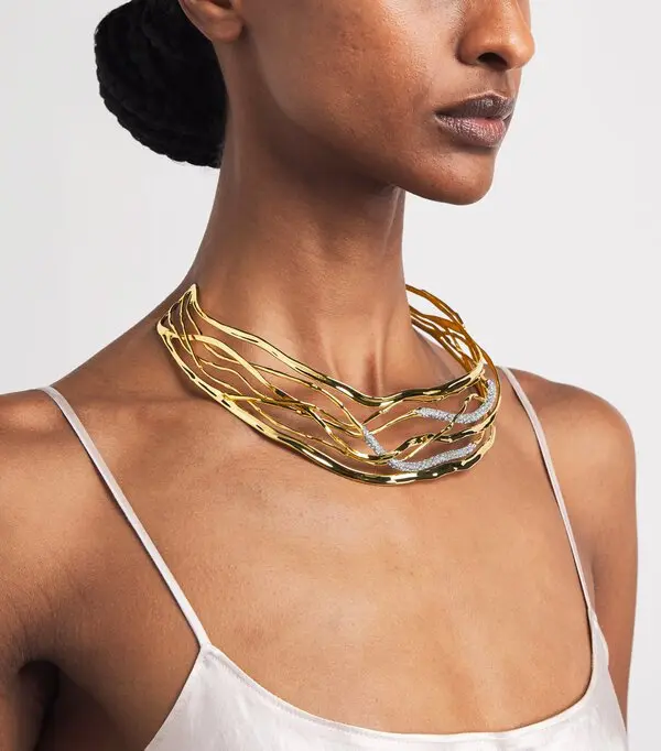 Alexis Bittar Plated Solanales Crystal Woven Collar Necklace