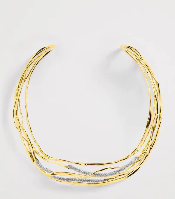Alexis Bittar Plated Solanales Crystal Woven Collar Necklace