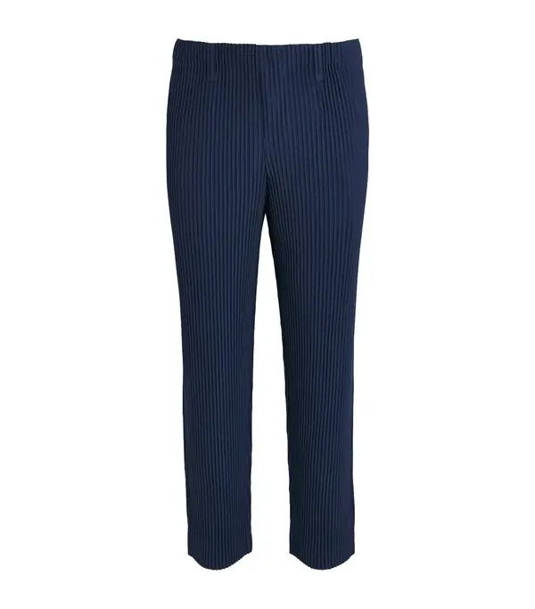 Issey Miyake Pleated Straight Trousers - Navy
