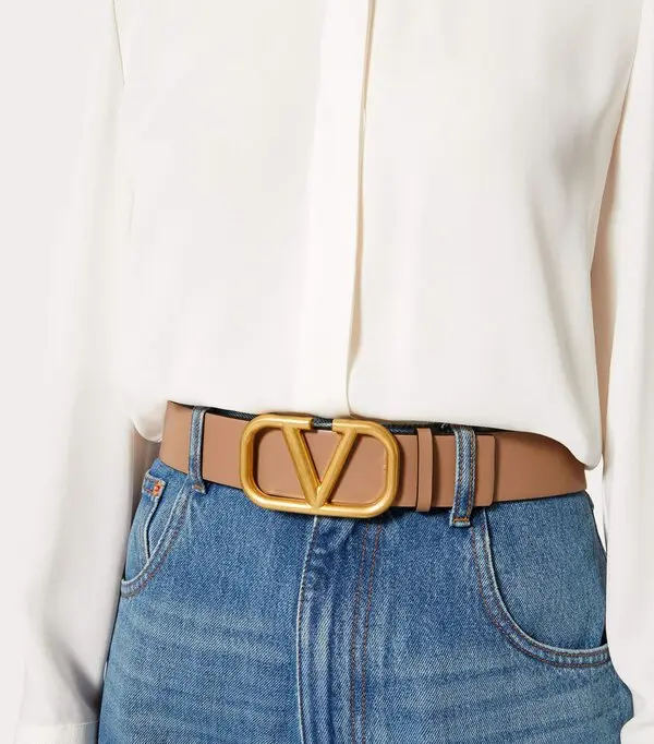 Valentino Garavani Reversible Vlogo Signature Belt - Nude