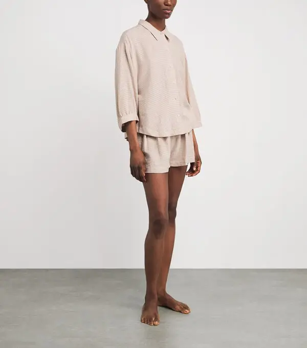 Eberjey Linen-blend Gingham Pyjama Top