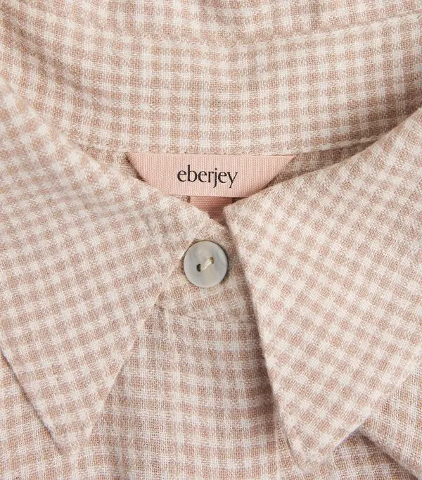 Eberjey Linen-blend Gingham Pyjama Top