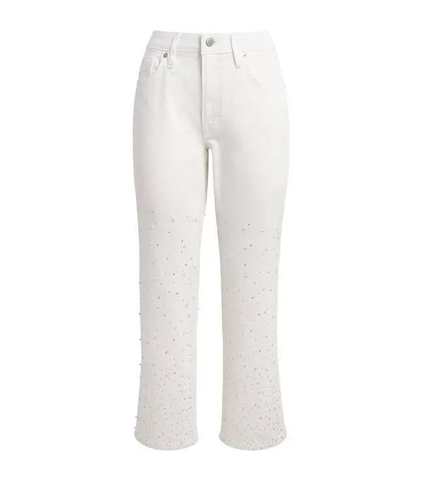 Good American Embellished Good Icon Straight Jeans - White