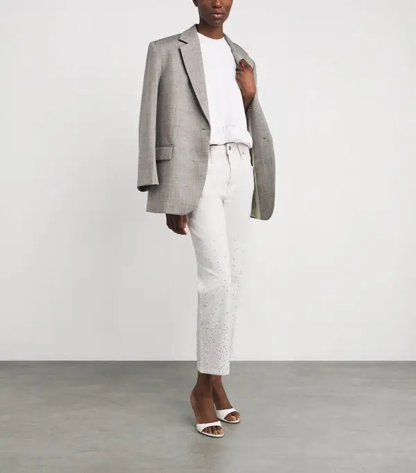Good American Embellished Good Icon Straight Jeans - White
