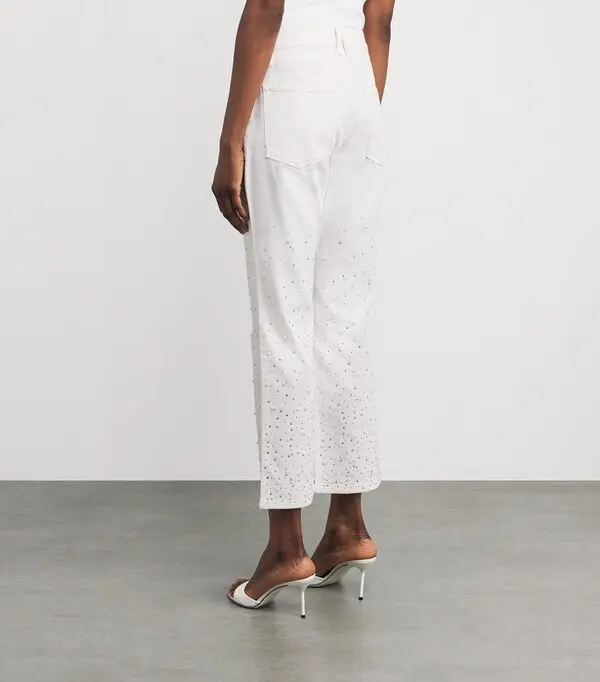 Good American Embellished Good Icon Straight Jeans - White
