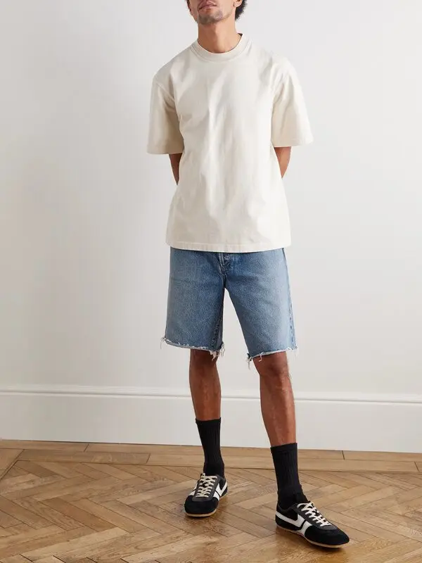 AGOLDE Anson Straight-leg Frayed Denim Shorts - Blue