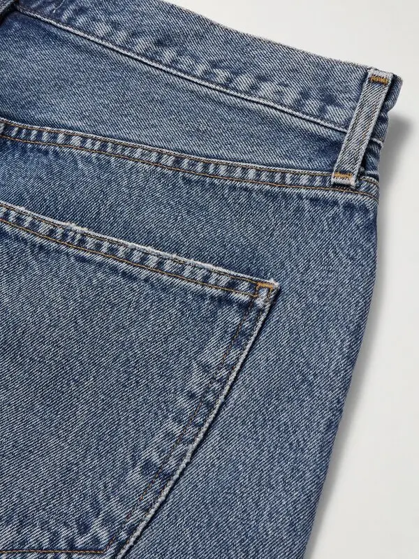 AGOLDE Anson Straight-leg Frayed Denim Shorts - Blue