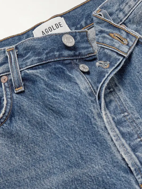 AGOLDE Anson Straight-leg Frayed Denim Shorts - Blue