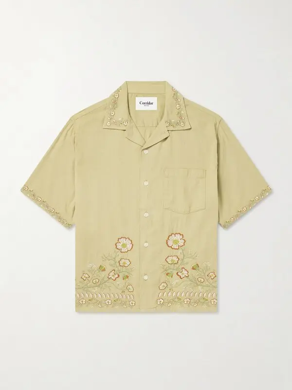 CORRIDOR Augusta Embroidered Cotton Shirt - Green