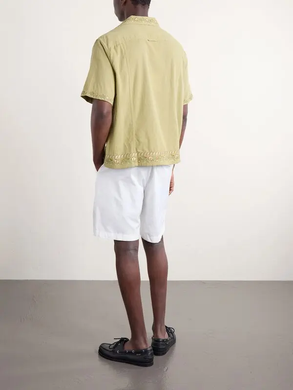 CORRIDOR Augusta Embroidered Cotton Shirt - Green