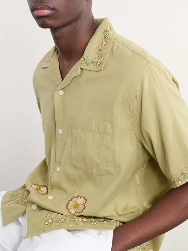 CORRIDOR Augusta Embroidered Cotton Shirt - Green
