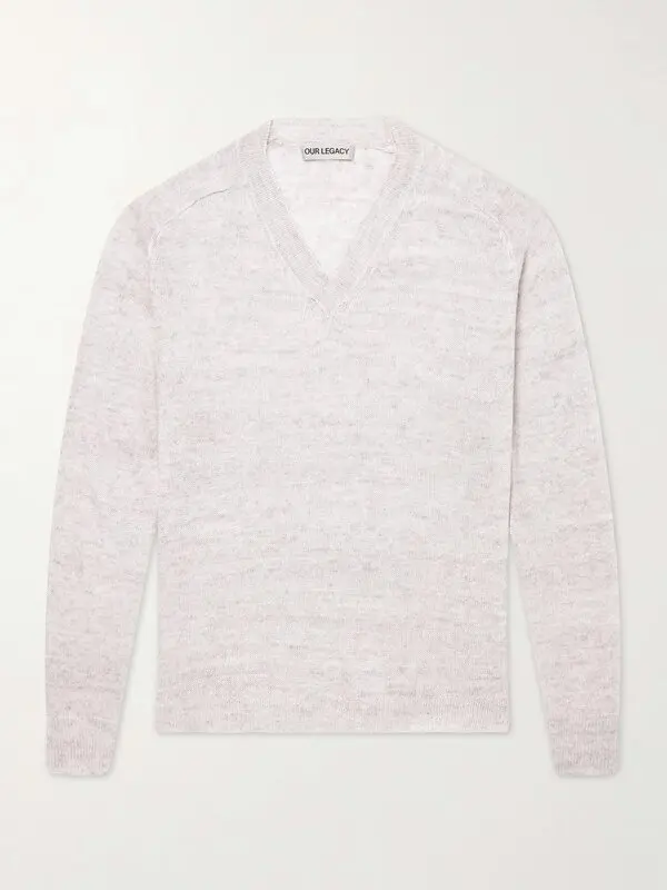 Our Legacy Rue Linen And Cotton-blend Sweater - Neutrals