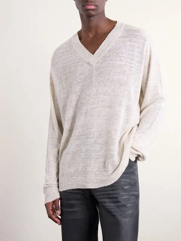 Our Legacy Rue Linen And Cotton-blend Sweater - Neutrals