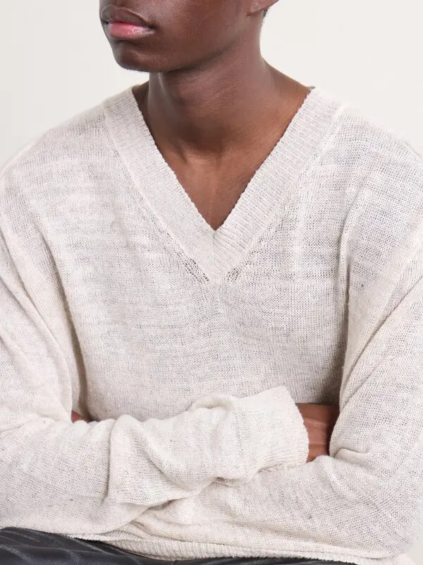 Our Legacy Rue Linen And Cotton-blend Sweater - Neutrals