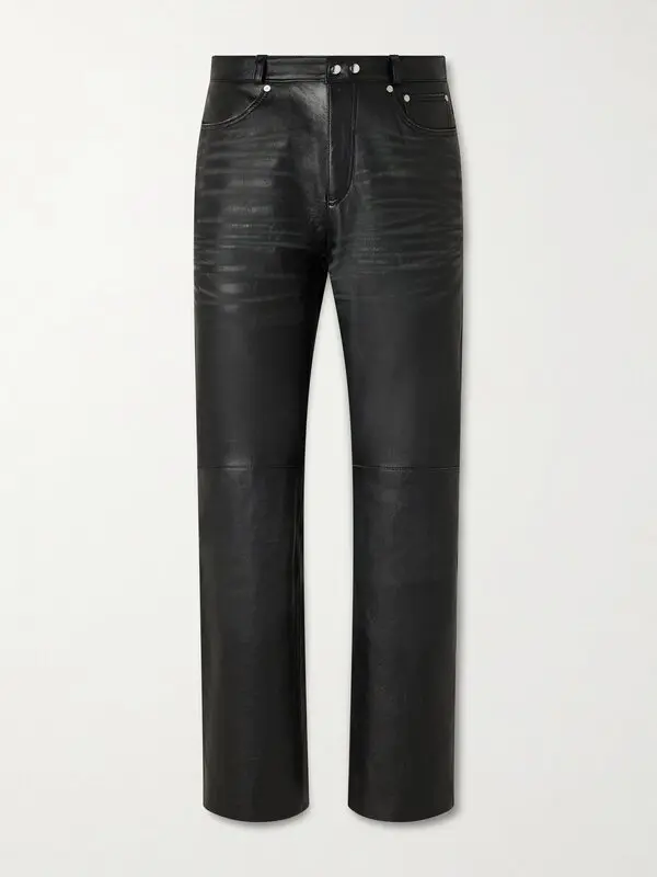 Our Legacy Carlson Straight-leg Leather Trousers - Black