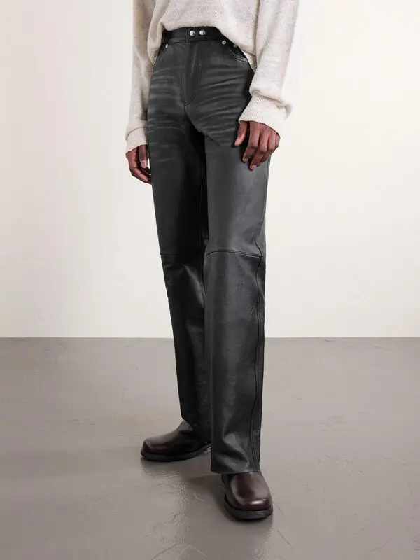 Our Legacy Carlson Straight-leg Leather Trousers - Black