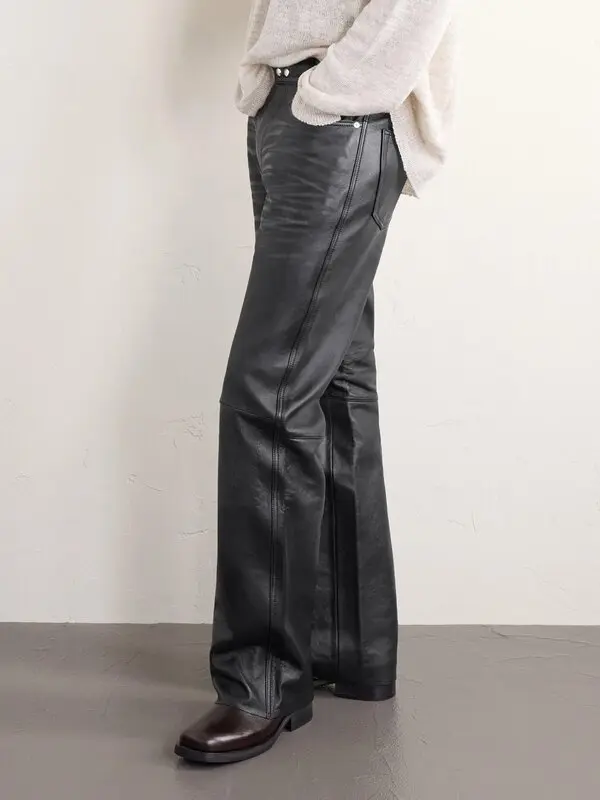 Our Legacy Carlson Straight-leg Leather Trousers - Black