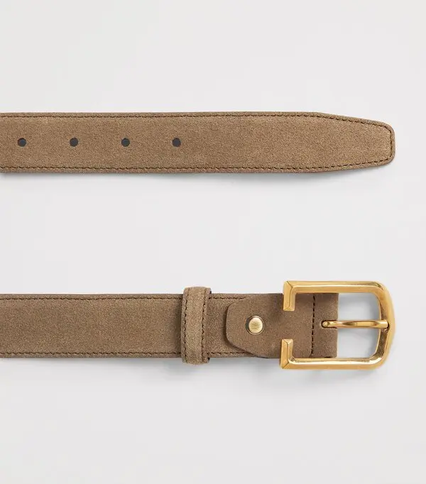 Corneliani Suede Belt With Gold-tone Buckle