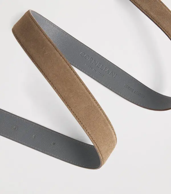Corneliani Suede Belt With Gold-tone Buckle