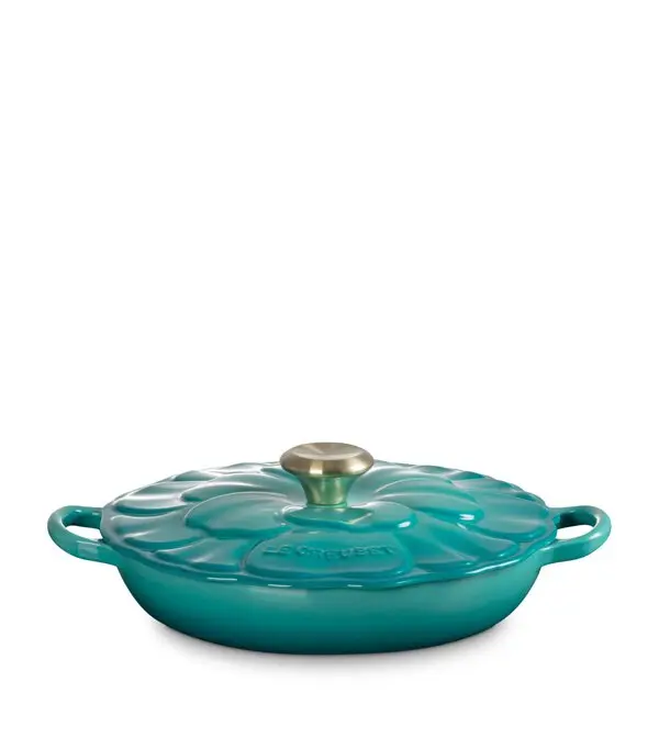 LE CREUSET Cast Iron Petal Shallow Casserole Dish - Blue