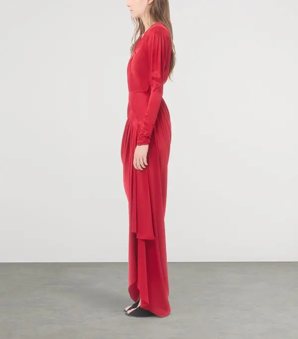 Valentino Garavani Silk Satin Draped Gown