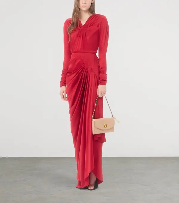 Valentino Garavani Silk Satin Draped Gown