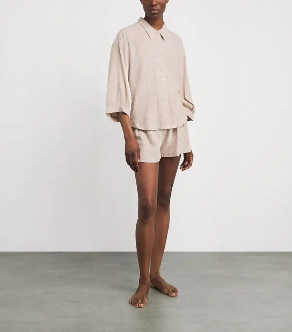 Eberjey Linen-blend Gingham Pyjama Shorts