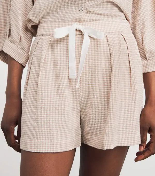 Eberjey Linen-blend Gingham Pyjama Shorts