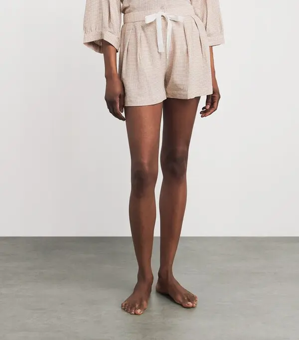Eberjey Linen-blend Gingham Pyjama Shorts