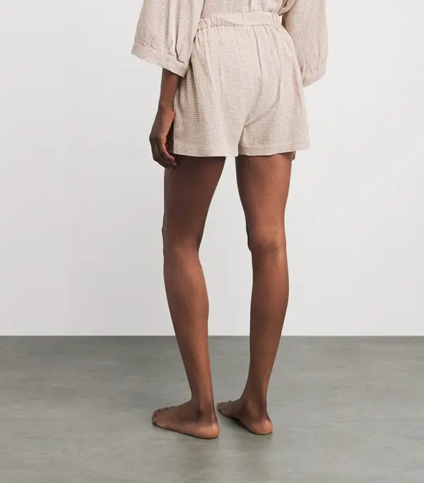 Eberjey Linen-blend Gingham Pyjama Shorts