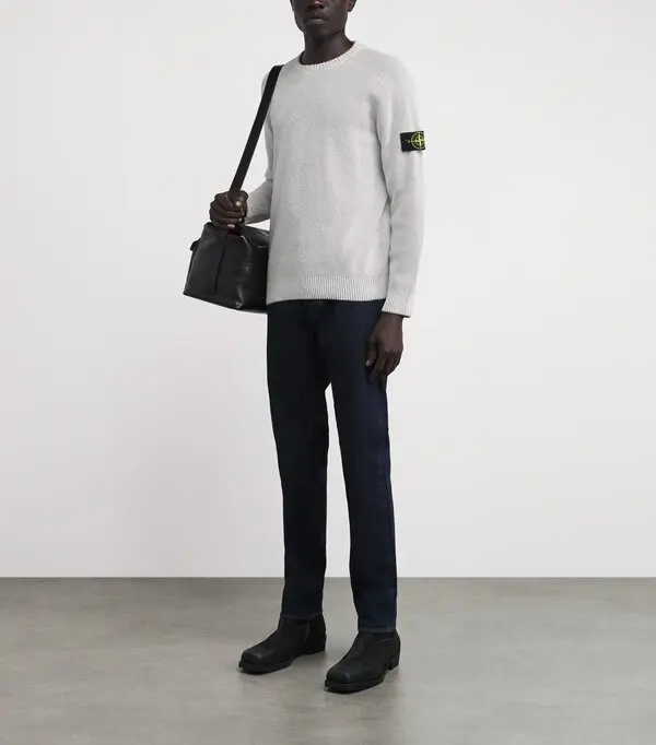 Stone Island Cotton-blend Rib Bouclé Sweater - Grey