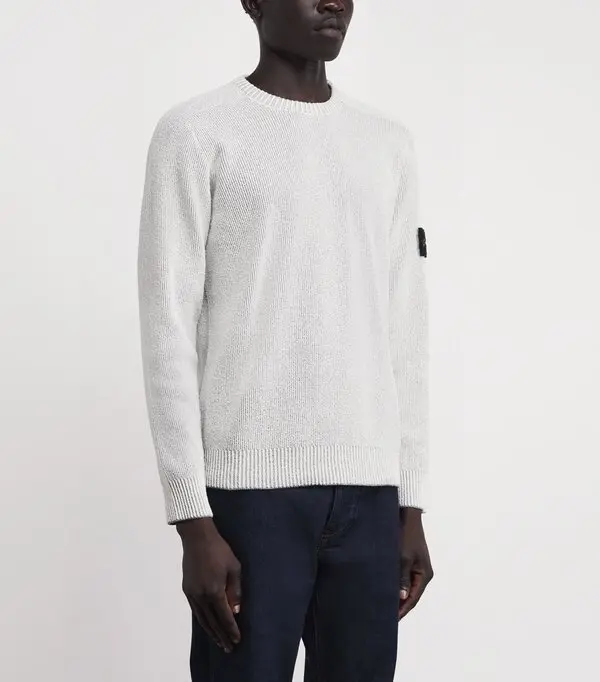 Stone Island Cotton-blend Rib Bouclé Sweater - Grey