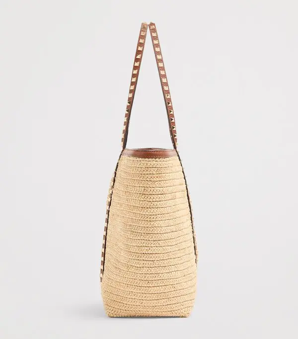 Valentino Garavani Rockstud Large Straw Tote Bag - Pink