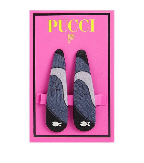 Emilio Pucci Marmo Print Hair Clips - Black