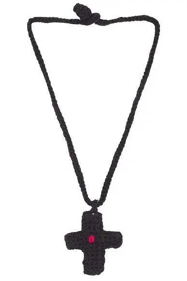 RICE NINE TEN Hand Knit Cross Necklace - Black
