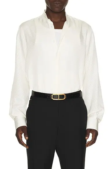 TOM FORD Perforated Dot Silk Twill Slim Fit Evening Shirt