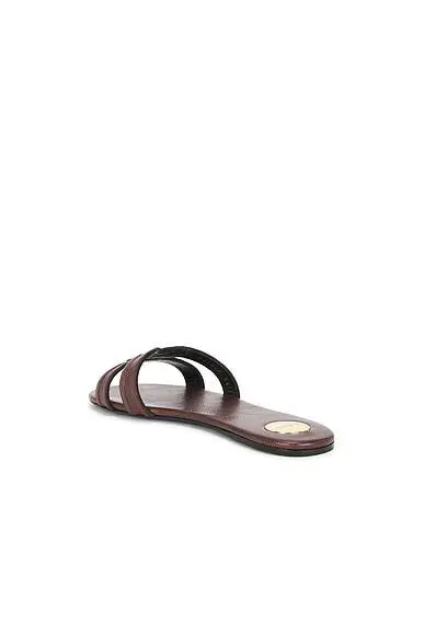 Saint Laurent Mabrouka Slide Sandals - Paris Brown
