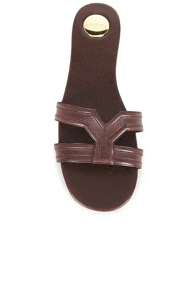 Saint Laurent Mabrouka Slide Sandals - Paris Brown