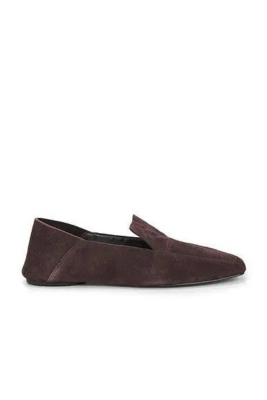 ST. AGNI Suede Minimal Flat Loafer - Coffee