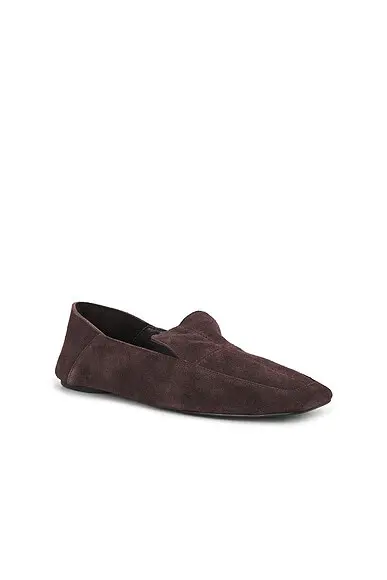 ST. AGNI Suede Minimal Flat Loafer - Coffee