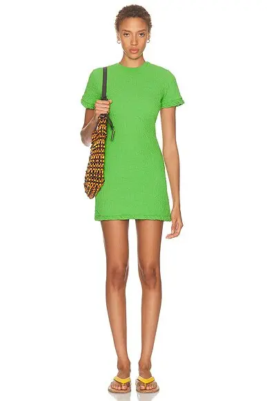 Staud Delia Heavyweight Smocked Mini Dress