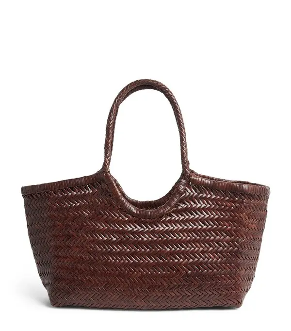 Dragon Diffusion Large Leather Woven Nantucket Tote - Brown