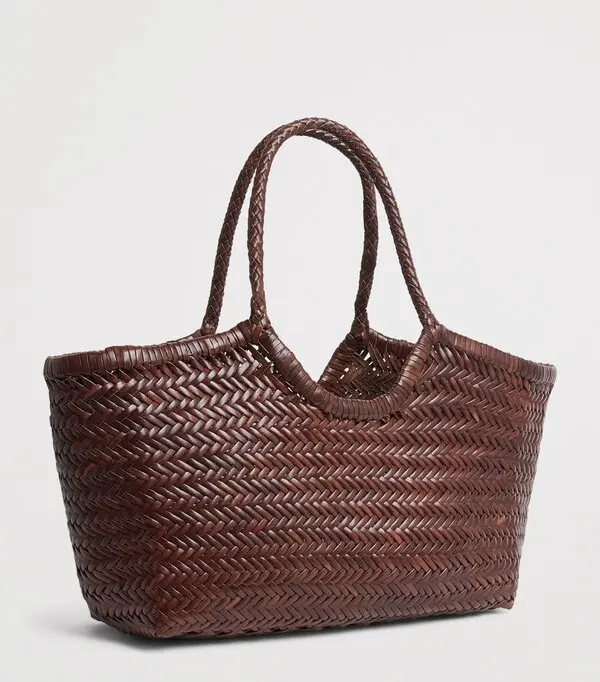 Dragon Diffusion Large Leather Woven Nantucket Tote - Brown