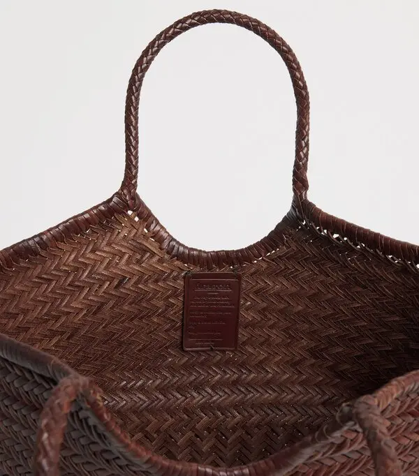 Dragon Diffusion Large Leather Woven Nantucket Tote - Brown