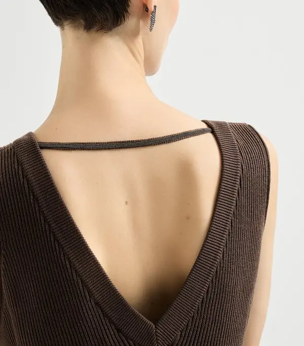 Brunello Cucinelli Cotton Rib-knit Monoli Maxi Dress