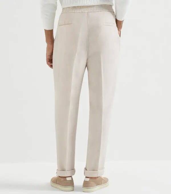 Brunello Cucinelli Linen Gabardine Drawstring Trousers - Beige